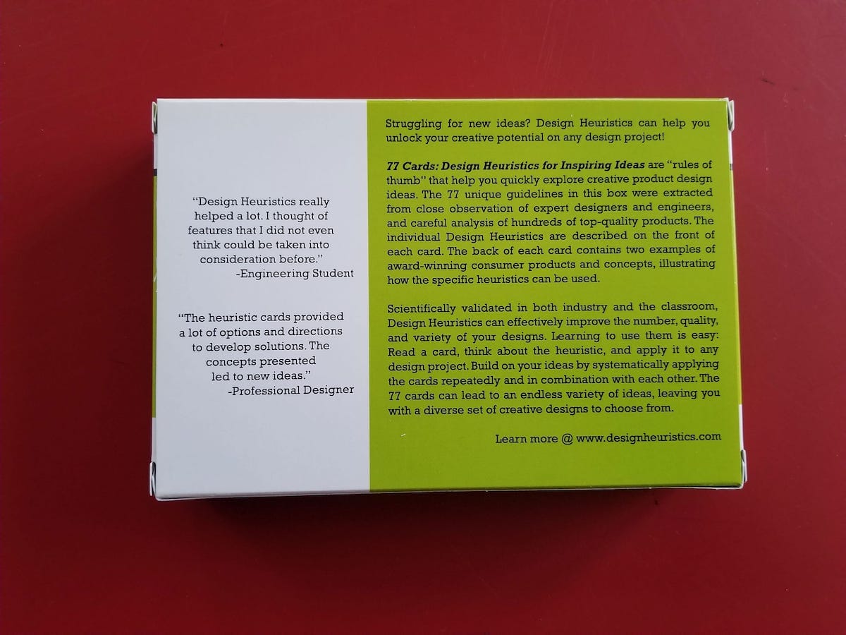 77 Cards Design Heuristic | Design Heuristics